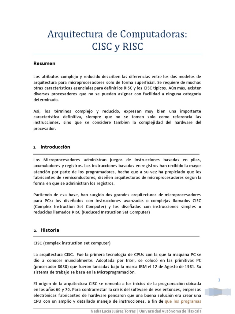Arquitecturas RISC y CISC