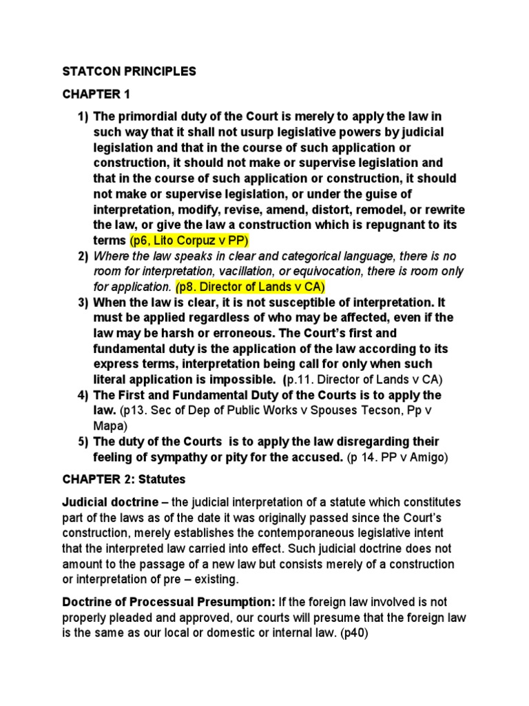 StatCon Principles | PDF | Statutory Interpretation | Precedent