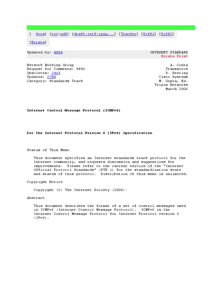 Docs TXT PDF Draft-Ietf-Ipng... Tracker Diff1 Diff2 Errata 4884 | PDF ...