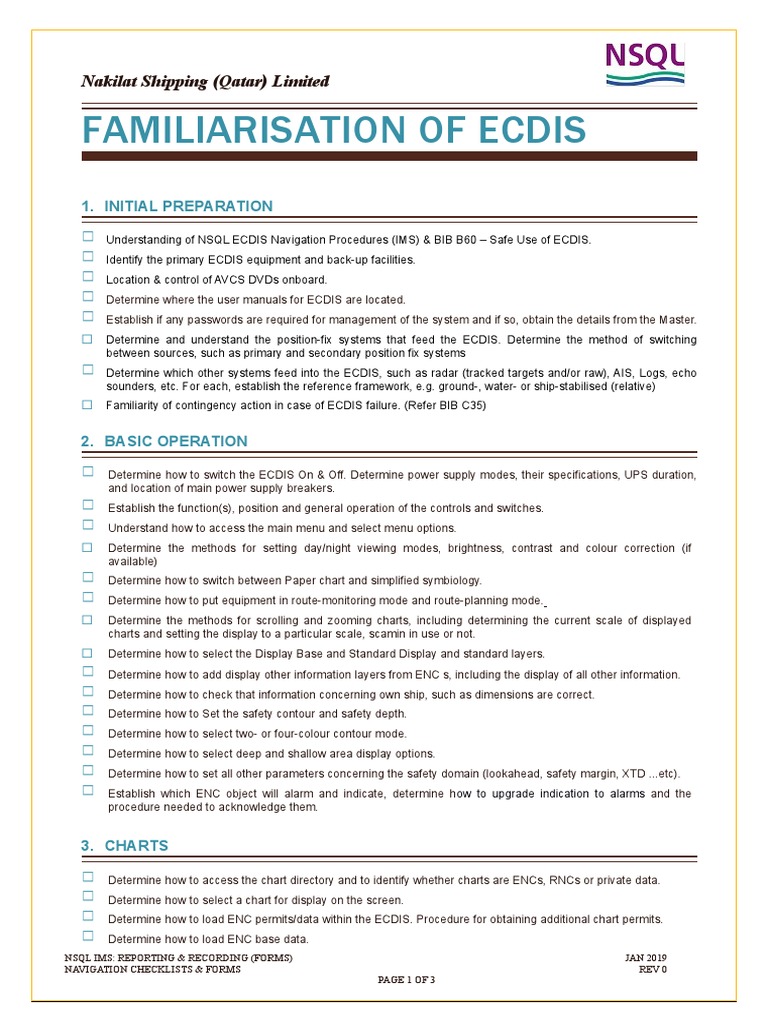 Familiarisation of Ecdis: Nakilat Shipping (Qatar) Limited | PDF ...