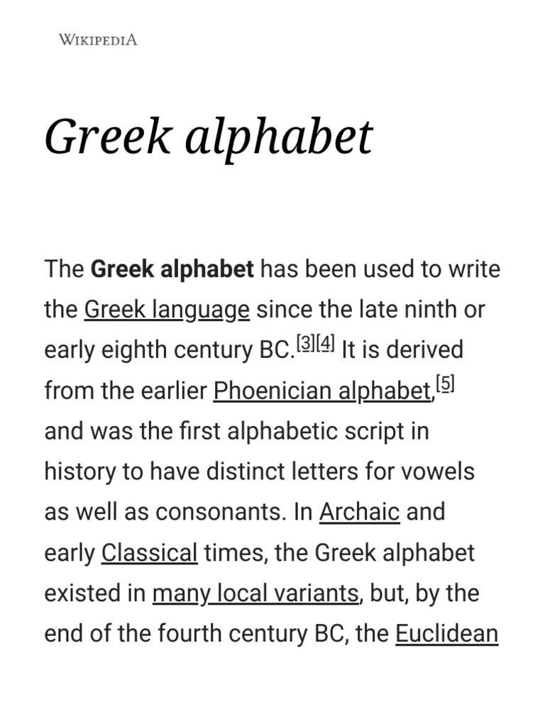 Greek Alphabet - Wikipedia | PDF | Greek Alphabet | Alphabet