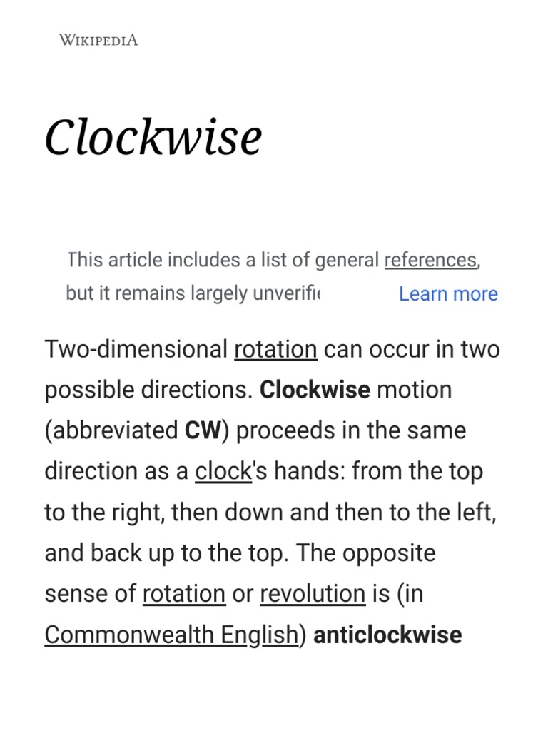 Clockwise - Wikipedia | PDF | Spacetime | Geometry