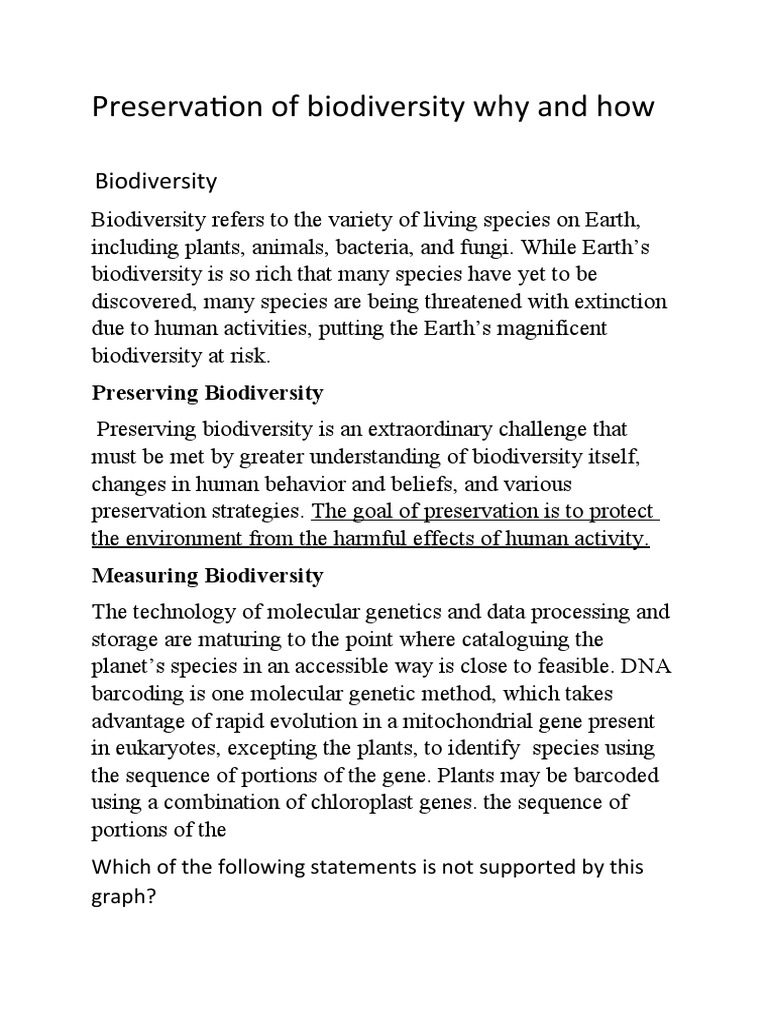 Preservation of Biodiversity Why and How | PDF | Biodiversity ...