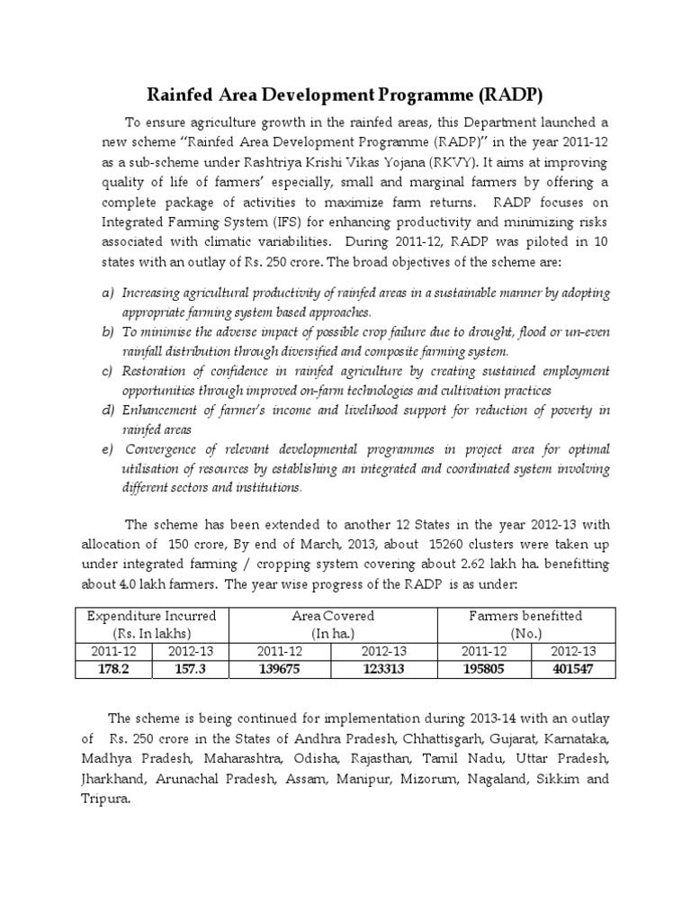 Rainfed Area Development Programme (RADP) | Download Free PDF ...
