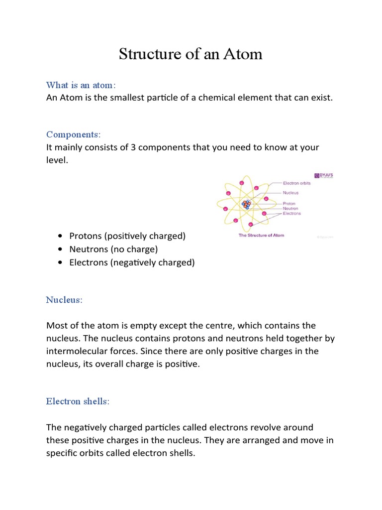 Structure of The Atom Notes | PDF | Science & Mathematics