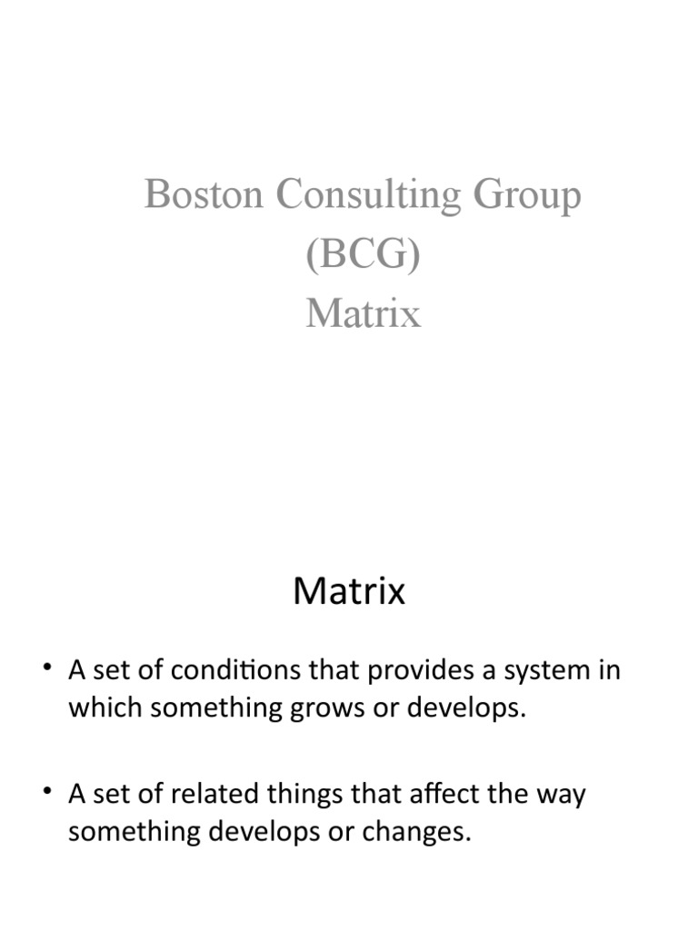 Boston Consulting Group (BCG) Matrix | PDF | Economics | Business Economics