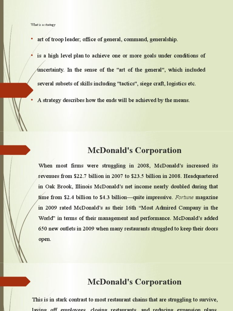Strategic Management Chapter 1 | PDF | Strategic Management | Mc Donald's