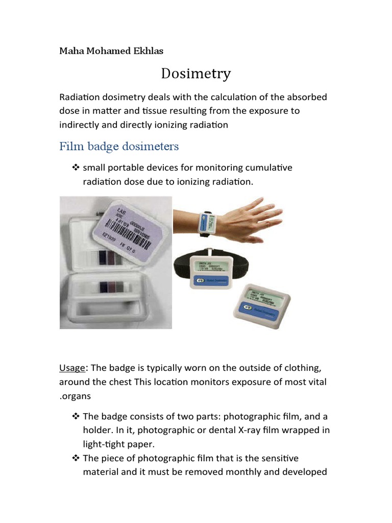 Dosimetry: Film Badge Dosimeters | Download Free PDF | Dosimetry ...
