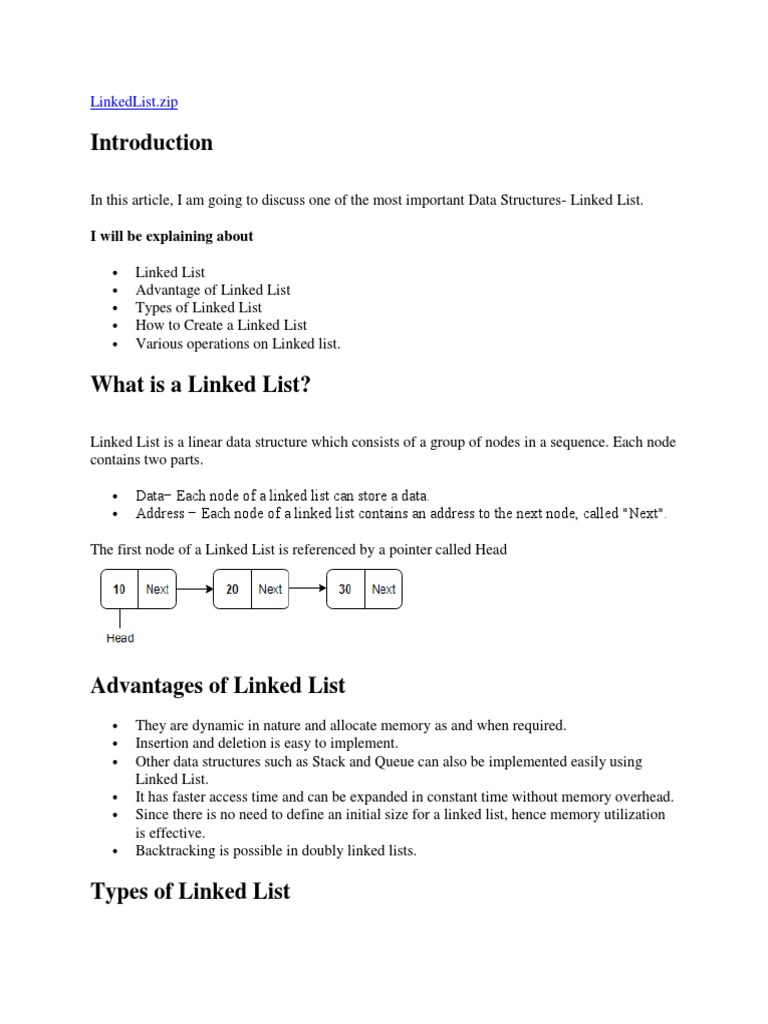 Linkedlist - Zip: I Will Be Explaining About | PDF | Information ...