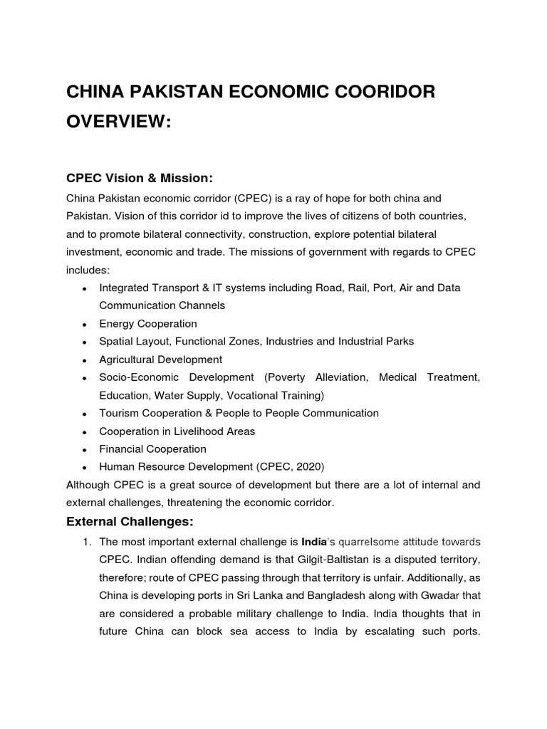 CPEC Overview | PDF | Pakistan | International Relations