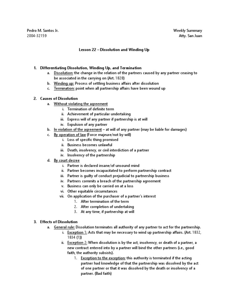 Partnership Dissolution and Winding Up | PDF | Partnership | Liquidation