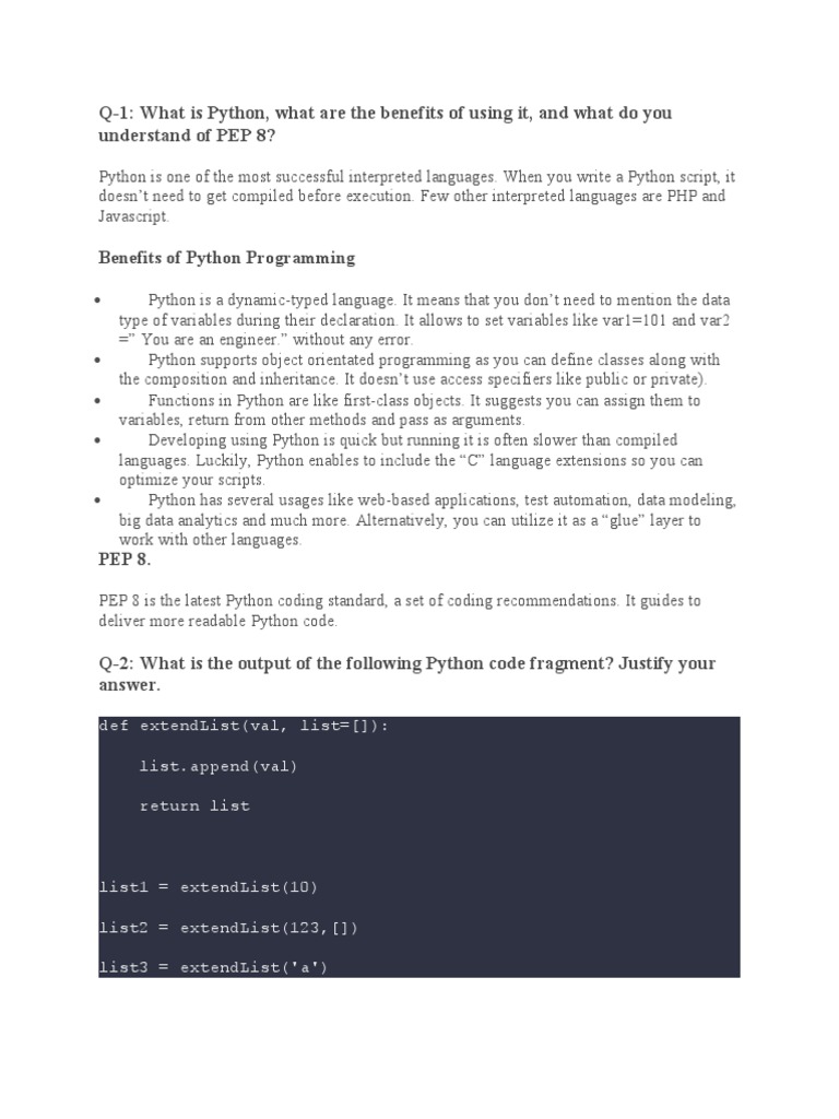 Interview Questions Of Python Pdf Class Computer Programming
