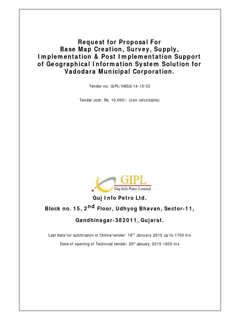 Vadodara RFP For GIS Prroperty Servay | PDF | Request For Proposal ...