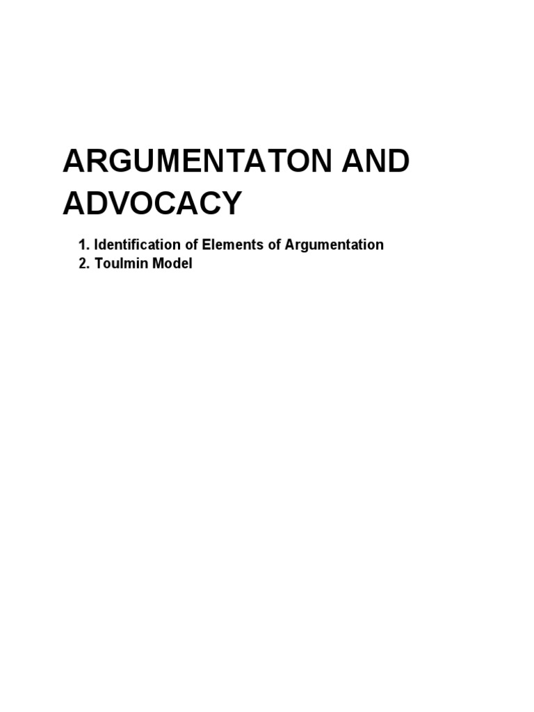 Argumentaton and Advocacy: 1. Identification of Elements of ...