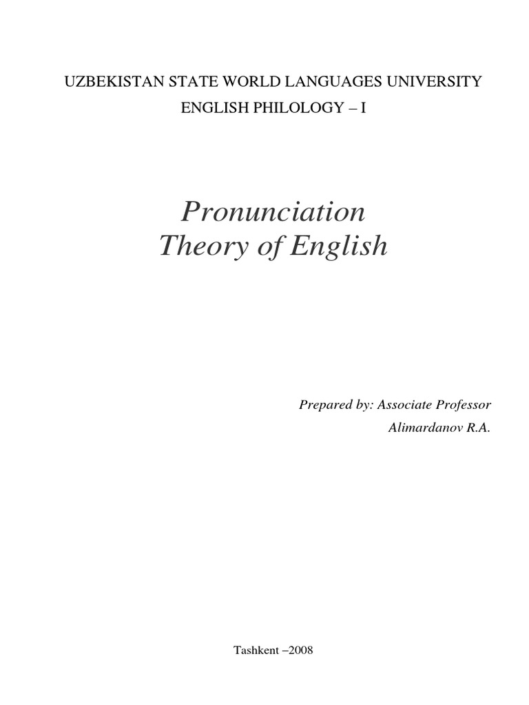 UZBEKISTAN STATE UNIVERSITY Pronunciation Theory | PDF | Phoneme ...
