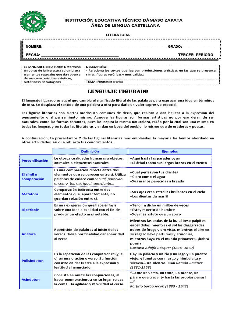 Guia 9. Lenguaje Figurado | PDF | Canciones | Poesía