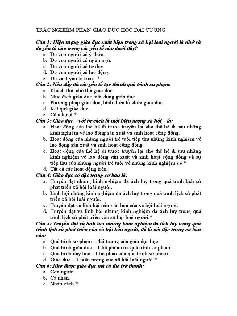 (123doc) - Trac-Nghiem-Phan-Giao-Duc-Hoc-Dai-Cuong | PDF