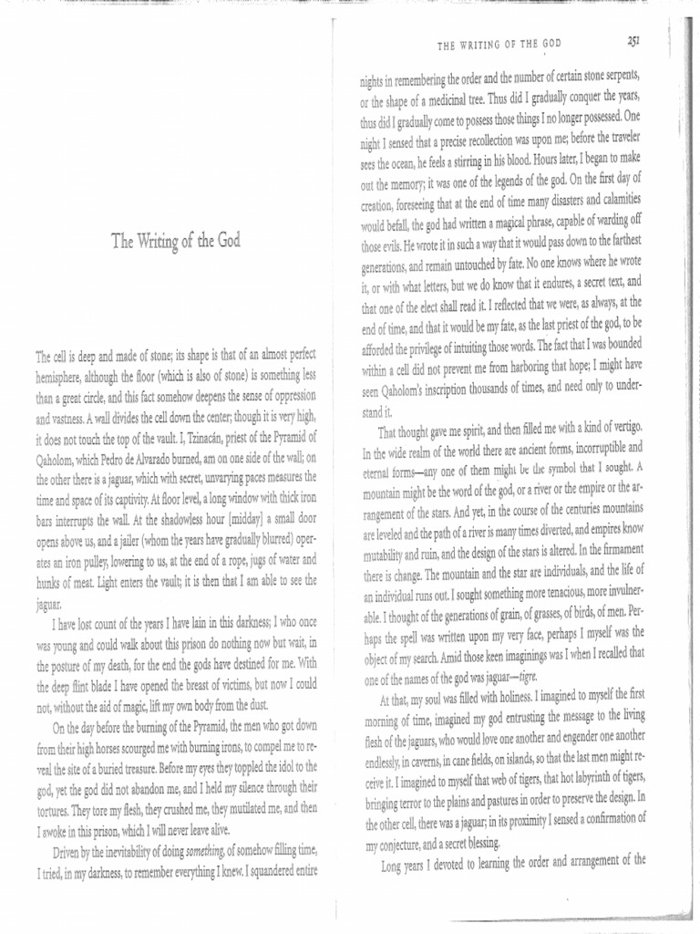 Jorge Luis Borges, The Writing of The God | PDF