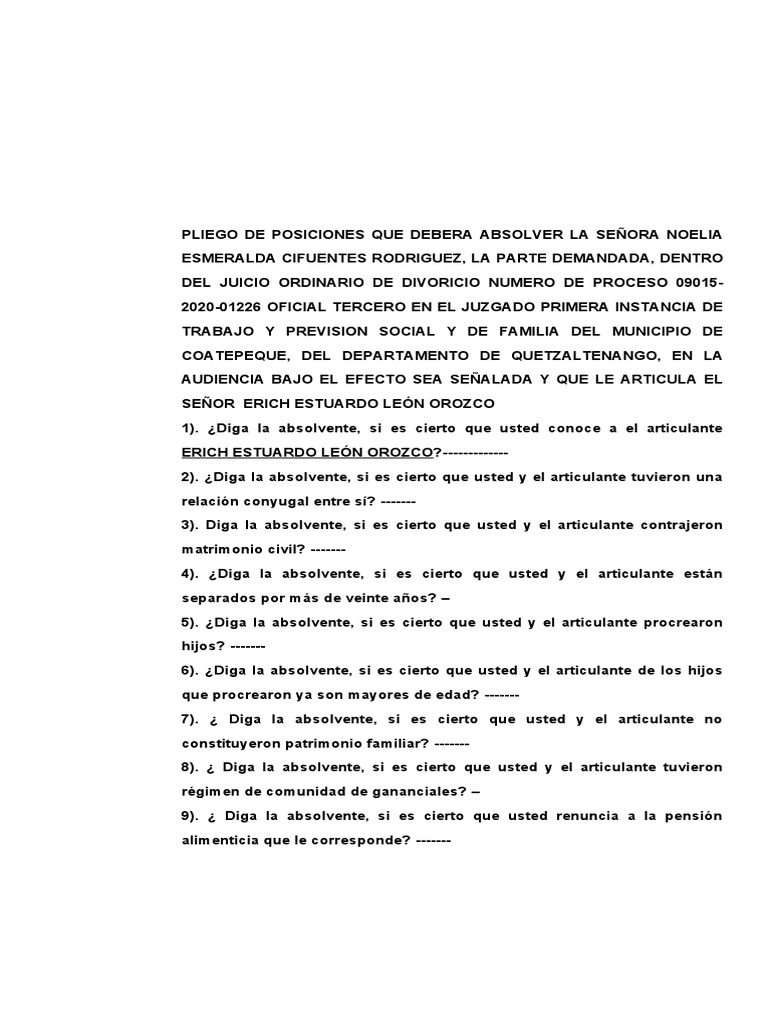 Plica de Divorcio de Lidia | PDF