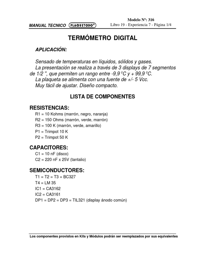 Termometro Digital | PDF | Calibración | Ingenieria Eléctrica