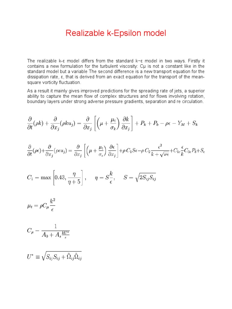 Realizable K-Epsilon Model | PDF