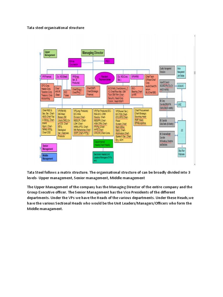 Tata Steel Organisational Structure | PDF | Career & Growth | Business