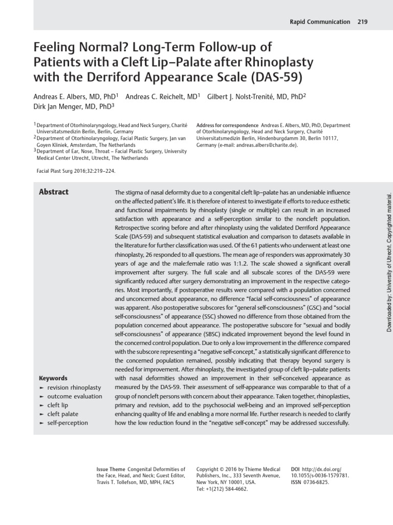 Feeling Normal? Long-Term Follow-Up of Patients With A Cleft Lip ...