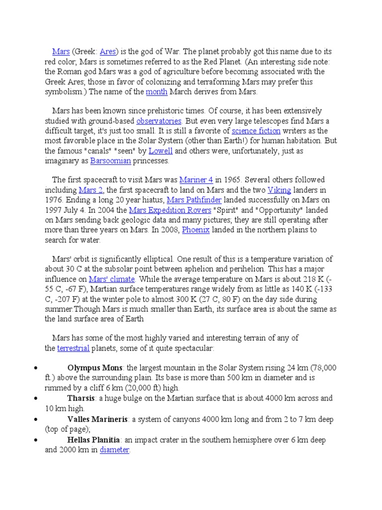 Mars | PDF | Mars | Atmosphere