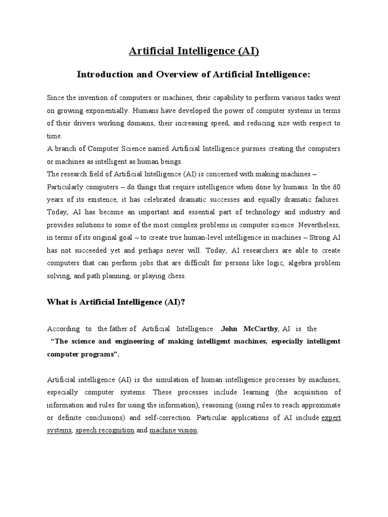 Artificial Intelligence | PDF | Artificial Intelligence | Intelligence ...