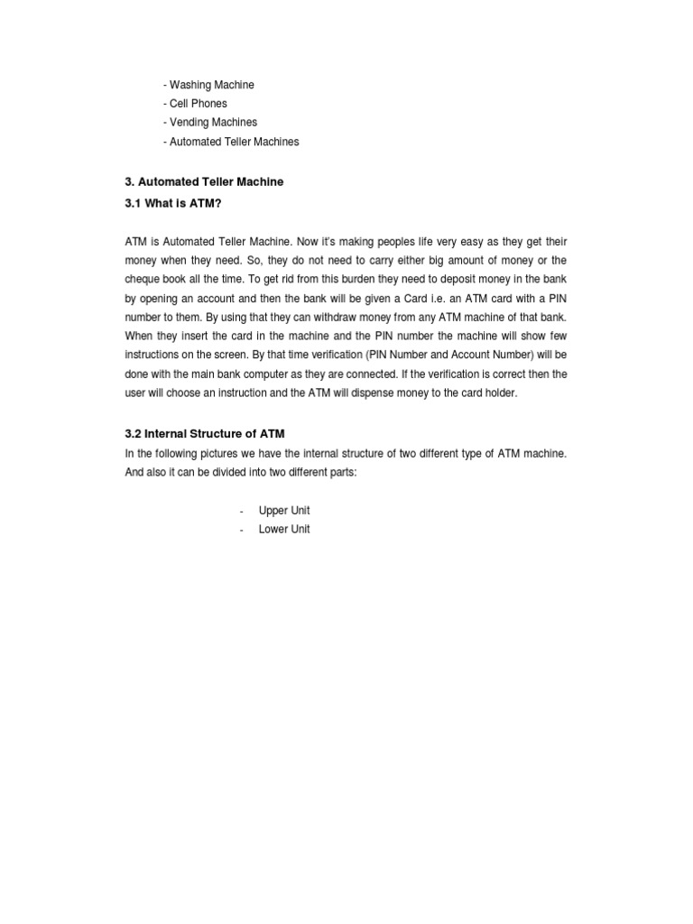 Automated Teller Machine 3.1 What Is ATM? | PDF | Computers