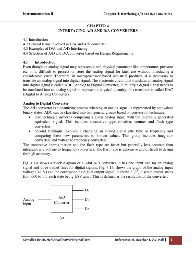 Chapter 4 - Interfacing AD and DA Converters | PDF | Analog To Digital ...