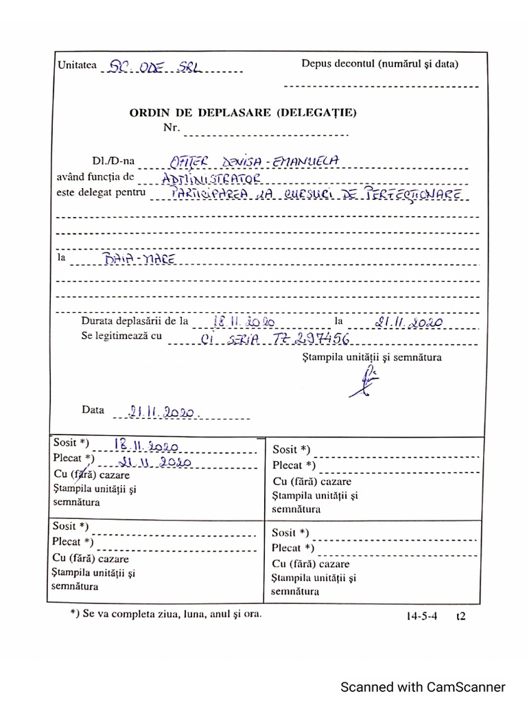 Ordin de Deplasare