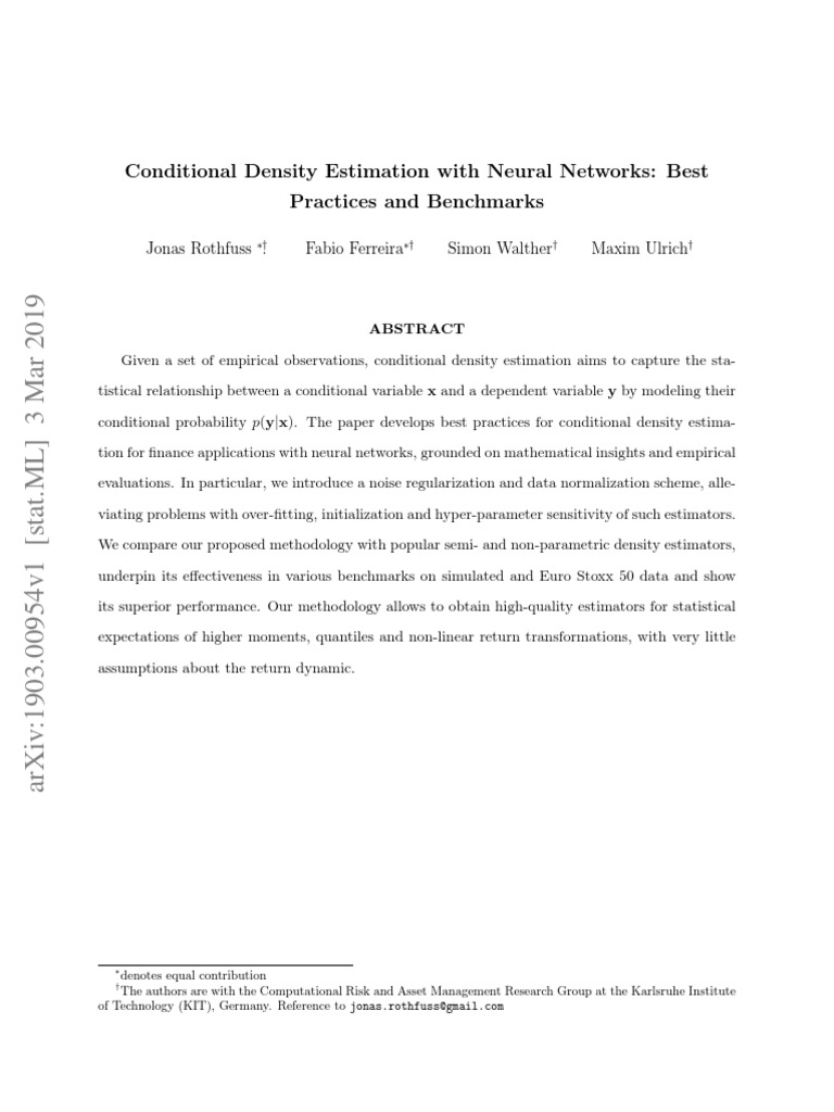 Conditional Density Estimation With Neural Network | PDF | Estimation ...