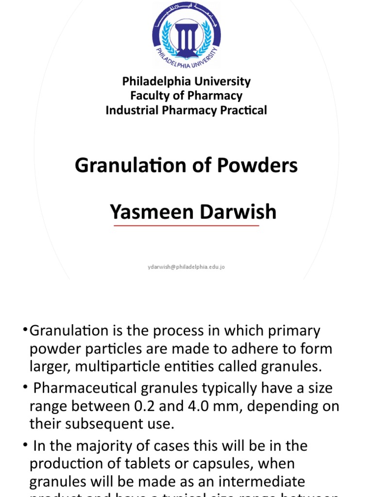 Lab 6 - Granulation of Powders | PDF | Tablet (Pharmacy) | Applied And ...