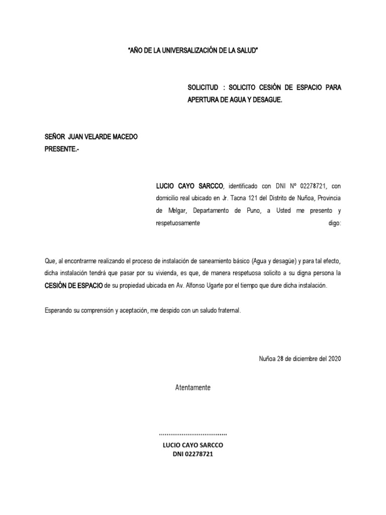 Solicitud de Cesión de Espacio | PDF