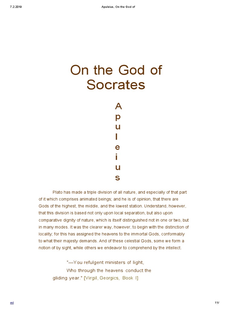 Apuleius, On The God of Socrates | PDF | Demons | Plato