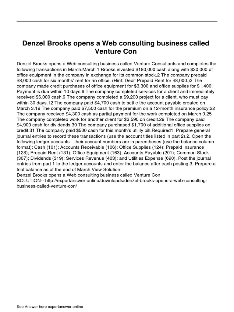 Denzel Brooks Opens A Web Consulting Business Called Venture Con | PDF ...