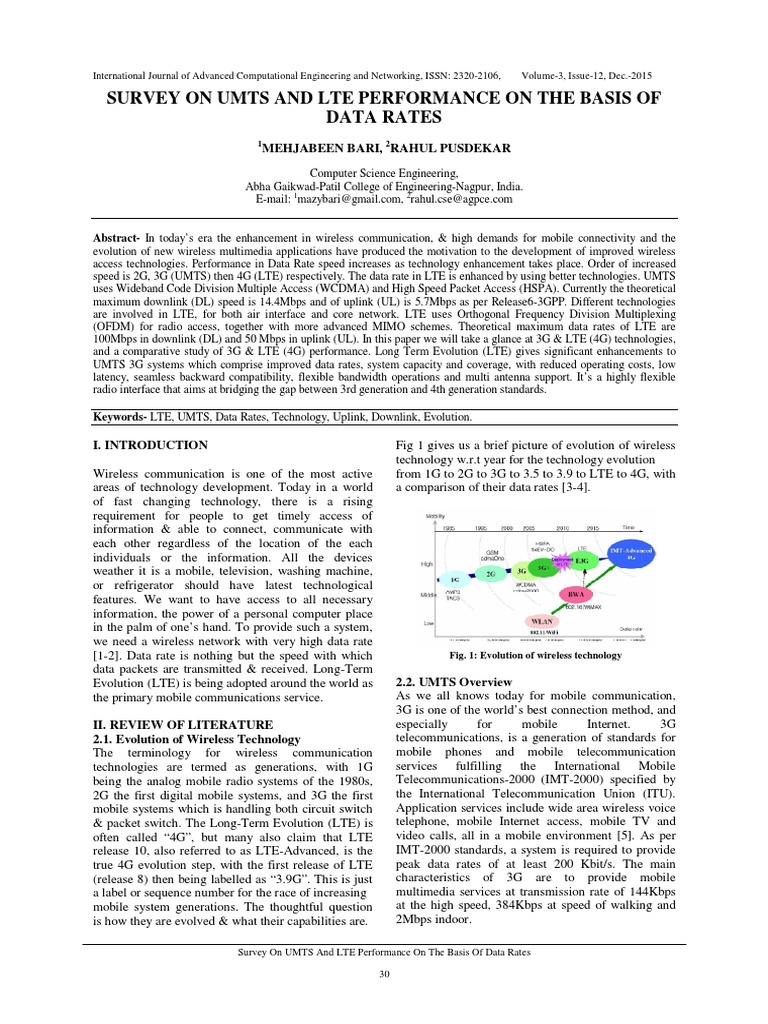 UMTS vs LTE: Data Rate Performance | PDF | 4 G | Lte (Telecommunication)