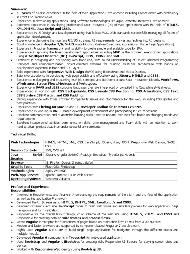 Web Developer Resume | PDF | Ajax (Programming) | Responsive Web Design