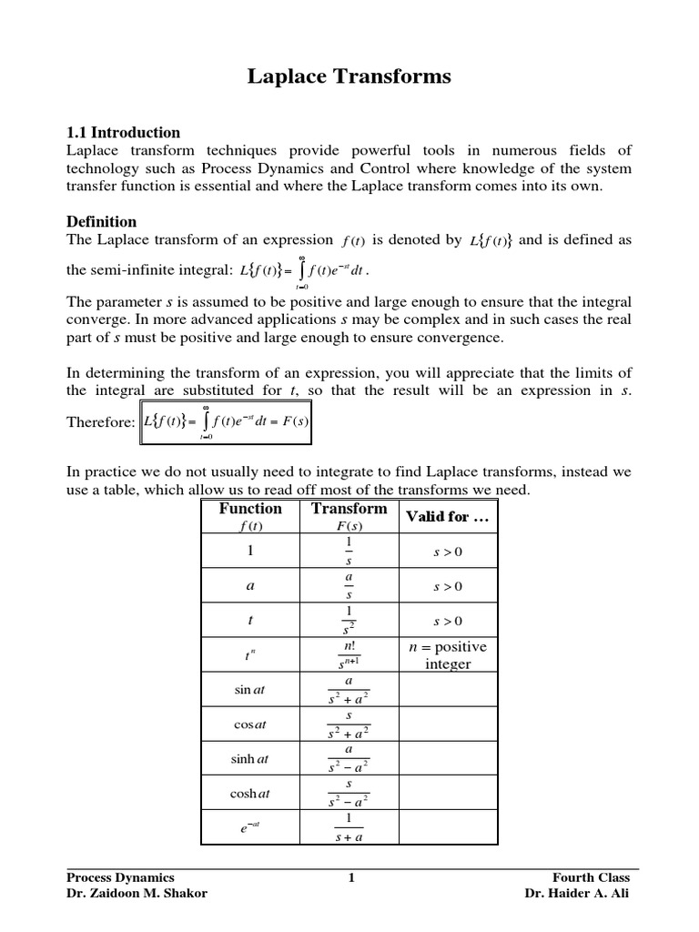 Laplace Transforms Explained | PDF | Laplace Transform | Sine