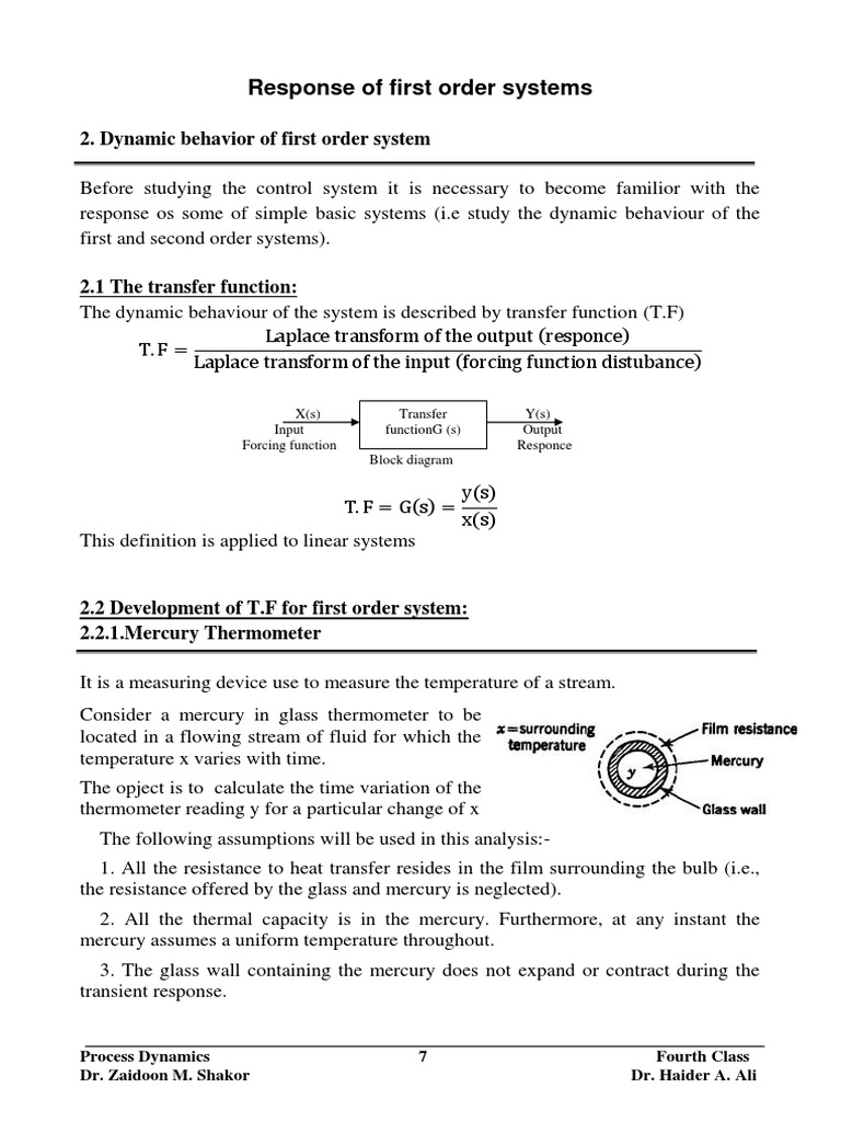 First Order System Response Analysis | PDF | Fluid Dynamics | Phase (Waves)