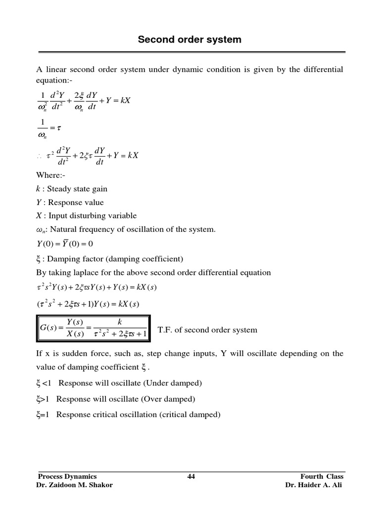 Second order system step response analysis | PDF | Mathematical Analysis | Applied Mathematics