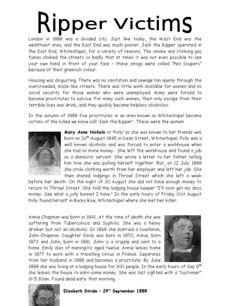 Ripper Victims | Jack The Ripper | Violence