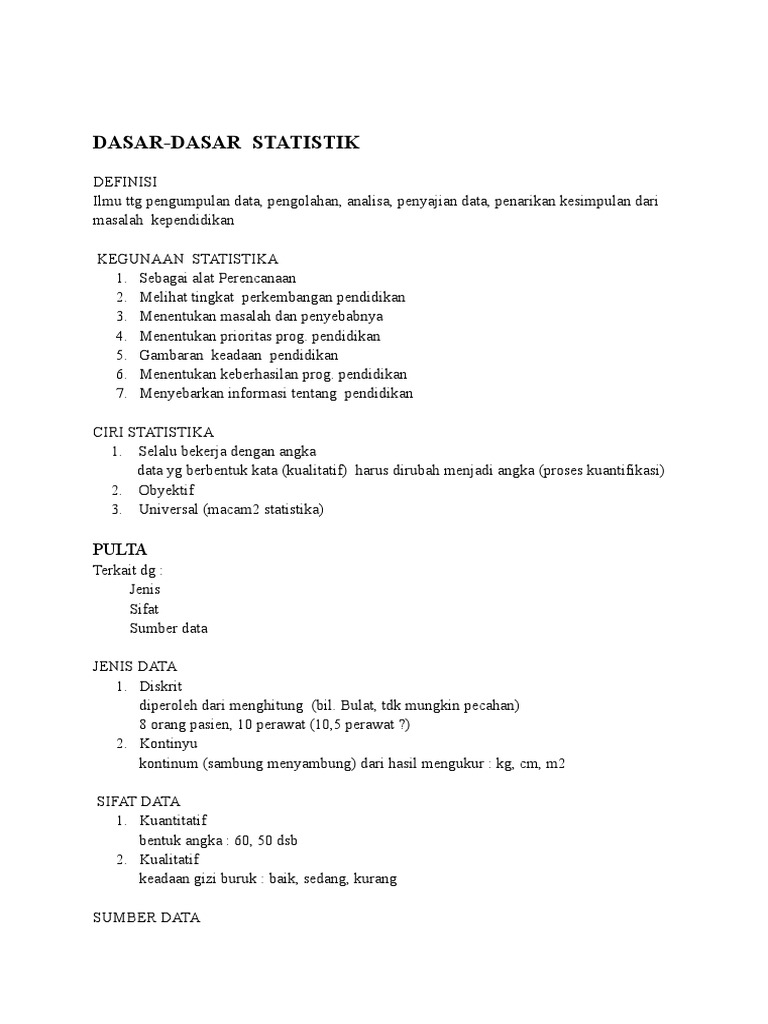 Dasar Dasar Statistik | PDF