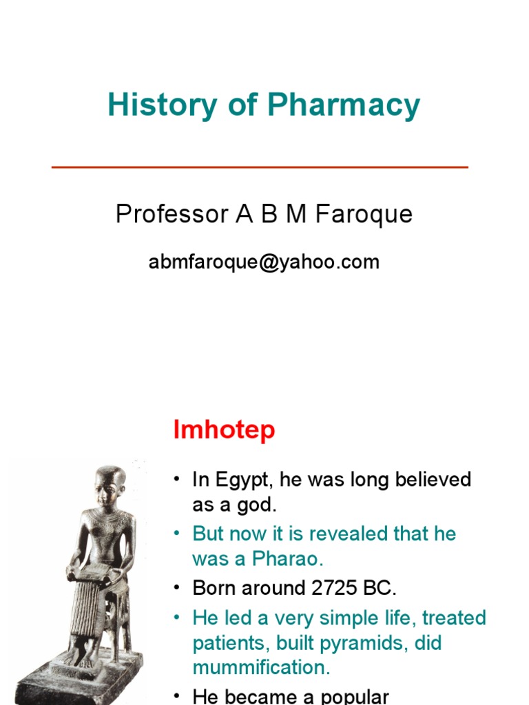 History of Pharmacy | PDF | Health Care | Medicine