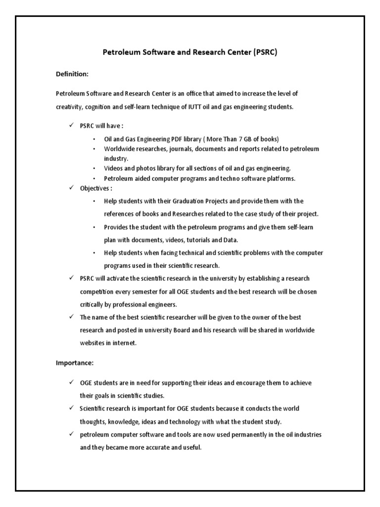 Petroleum Software and Research Center | PDF