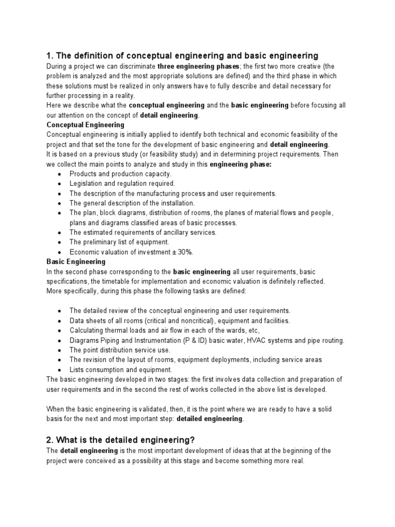 The Definition of Conceptual Engineering and Basic Engineering | PDF ...