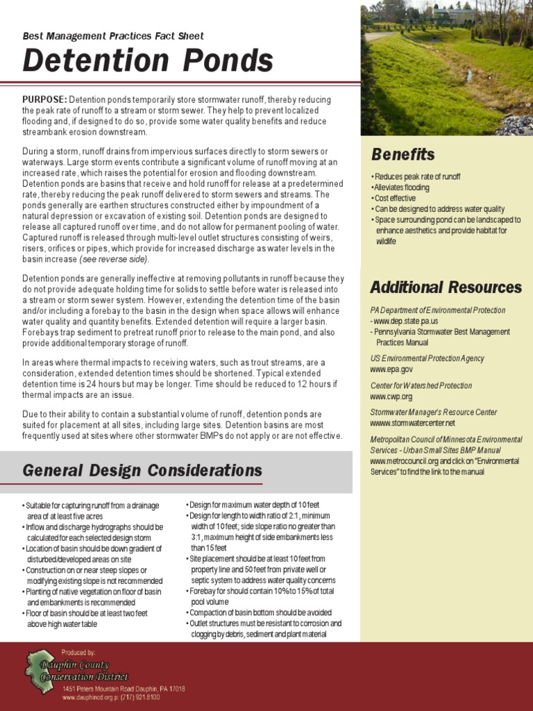 Detention Basin Fact Sheet | PDF | Storm Drain | Surface Runoff