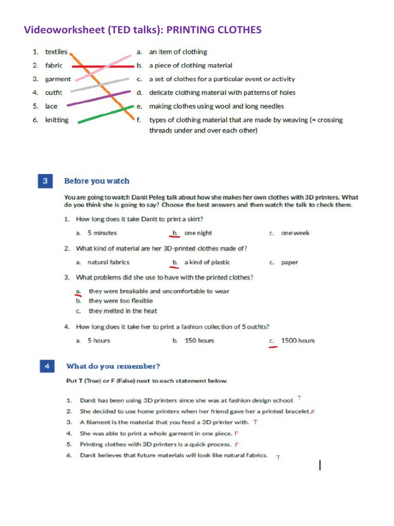 Videoworksheet Printing Clothes | PDF | Computers