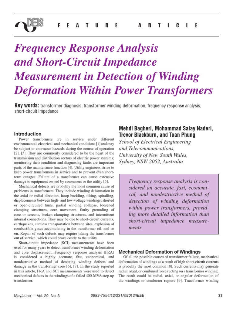 Frequency Response Analysis and Short-Circuit Impedance Measurement in Detection of Winding ...